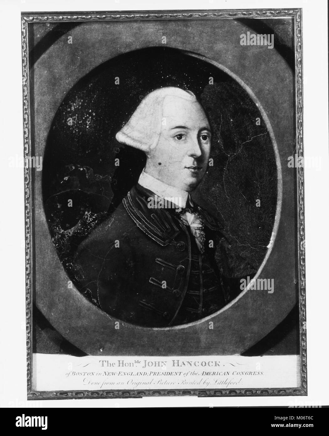 This portrait or representation of John Hancock, a key figure in ...