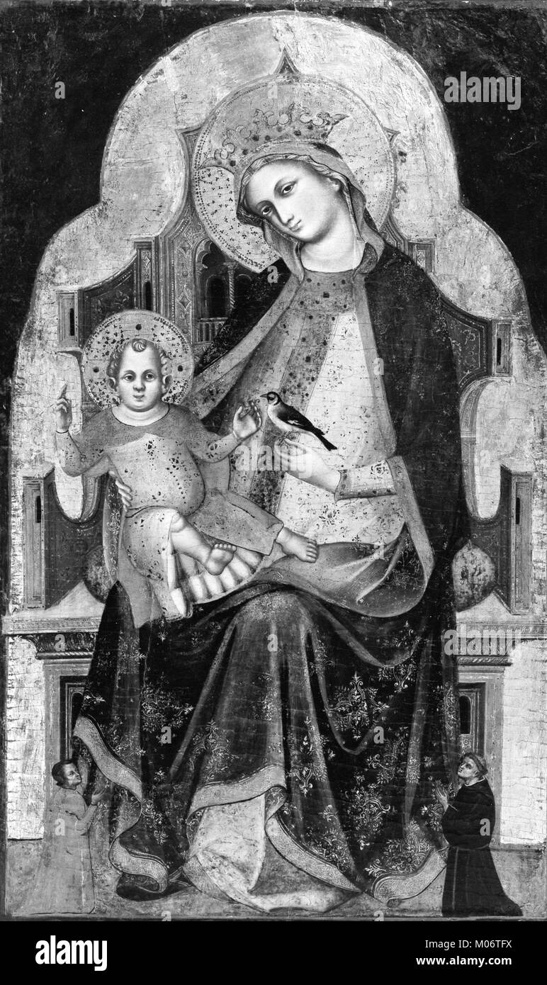 Madonna on the throne with the child Black and White Stock Photos ...