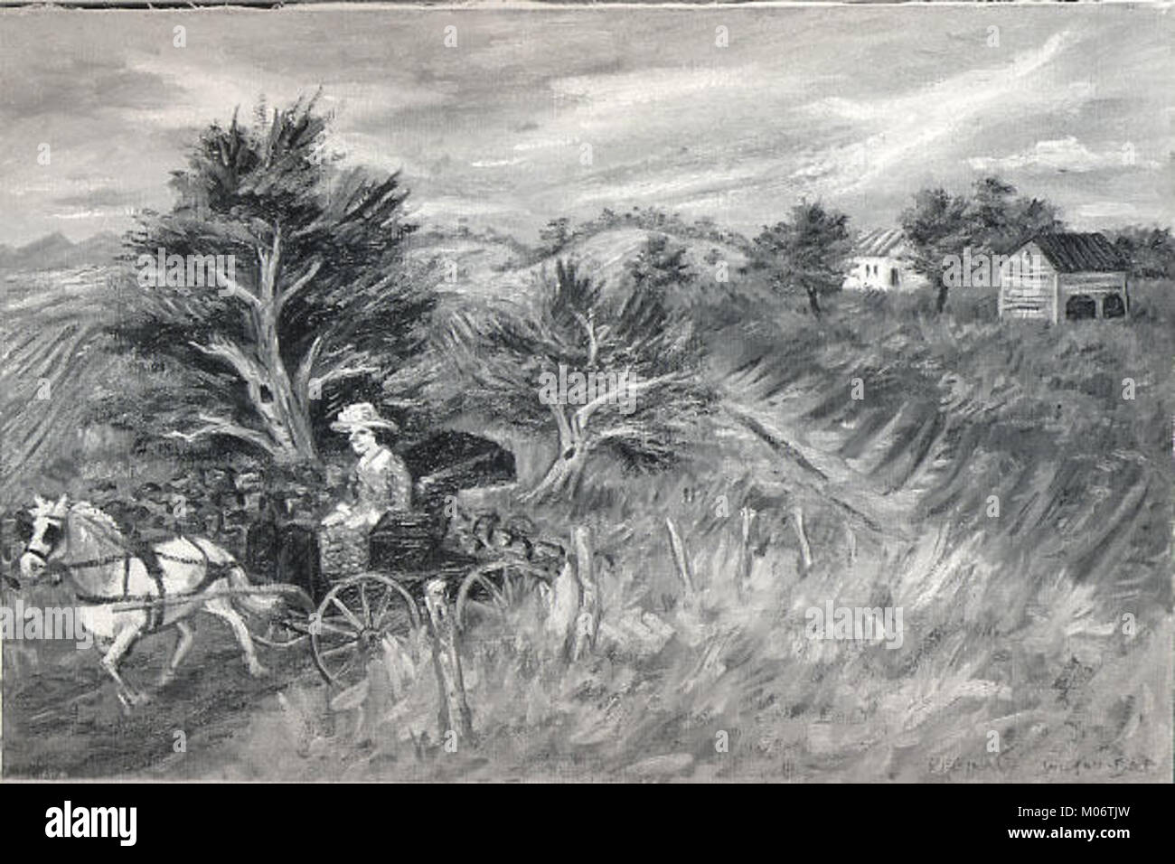 This representation of a horse and buggy captures a historical mode of ...