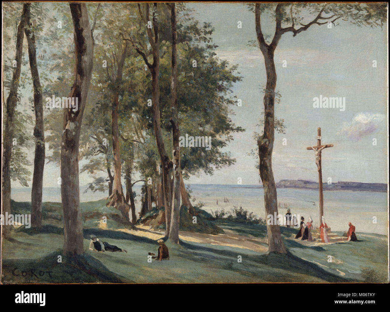 The painting 'Honfleur-Calvary' represents a religious scene, depicting ...