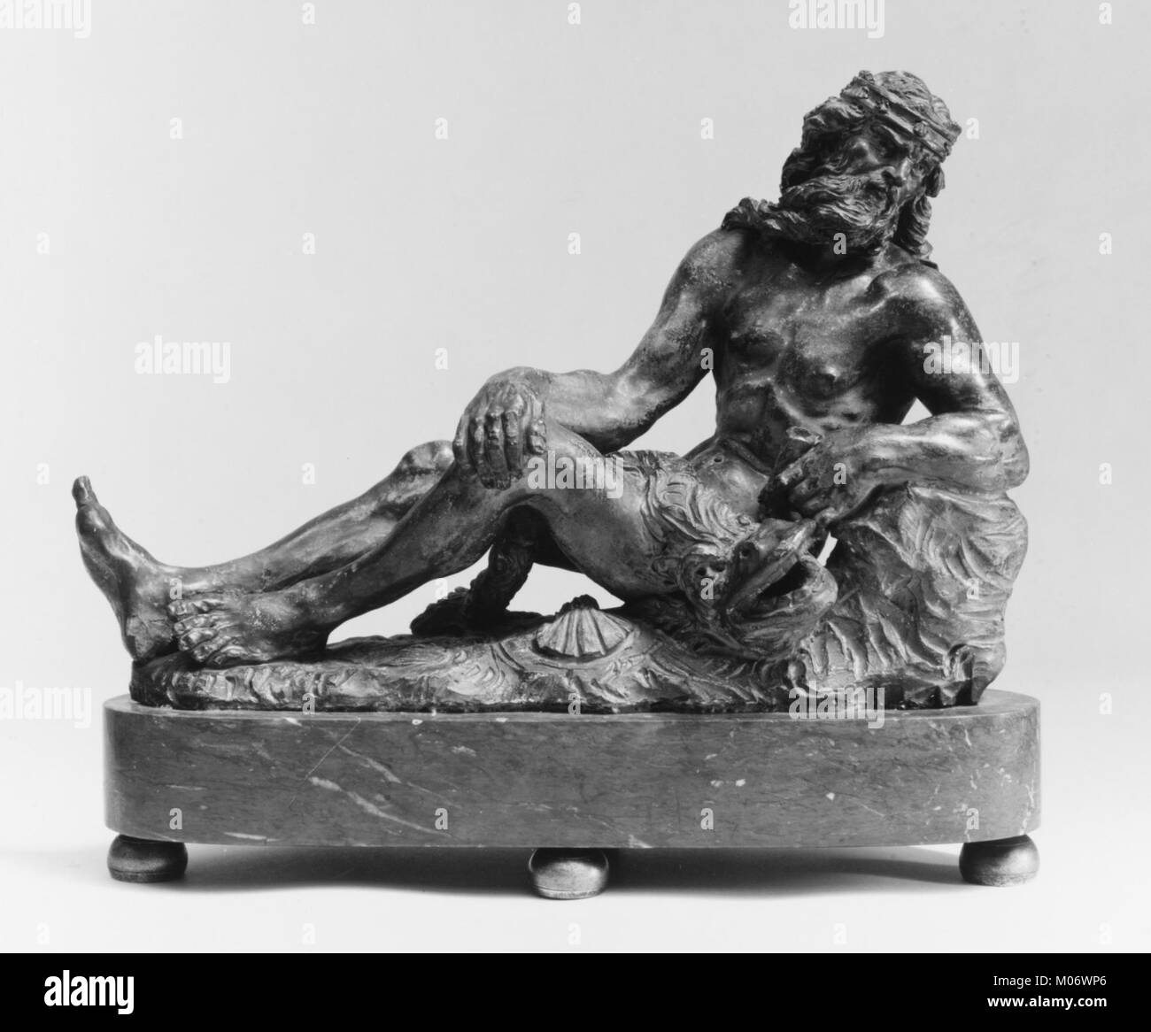 A depiction of Neptune, the Roman god of the sea, represented in ...