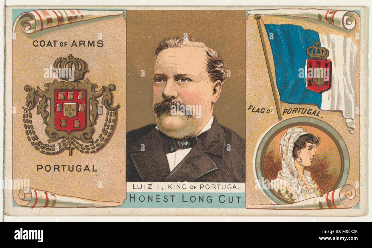 A card featuring Luiz I, King of Portugal, from the Rulers, Flags, and ...