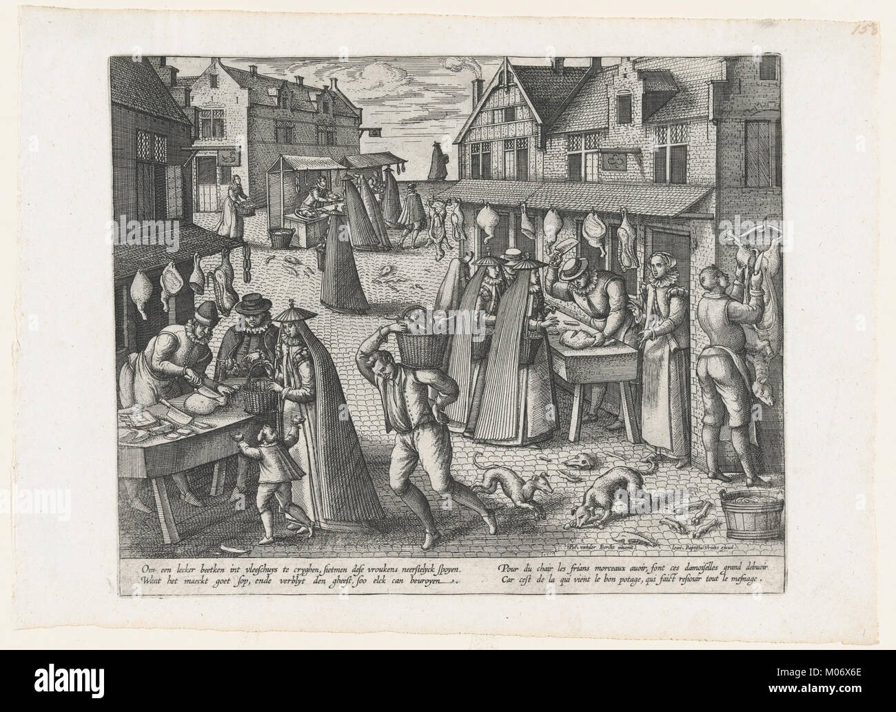 A scene depicting a meat market, part of a pair with the 'Vegetable ...