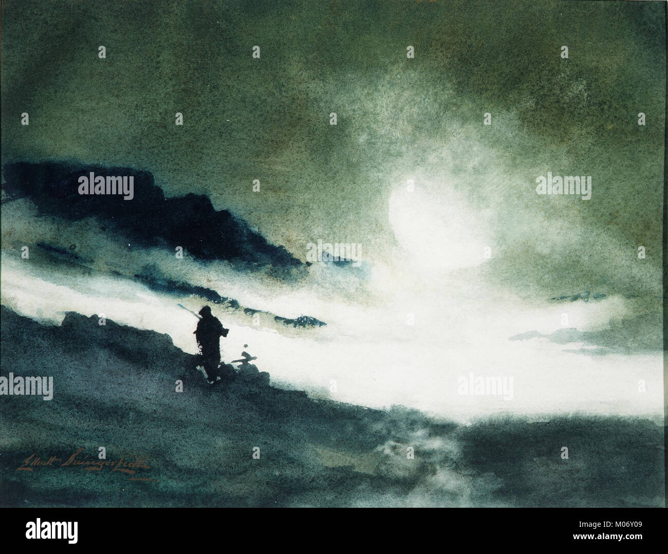 Moon Rising over Fog Clouds MET ap58.21.6 Stock Photo - Alamy