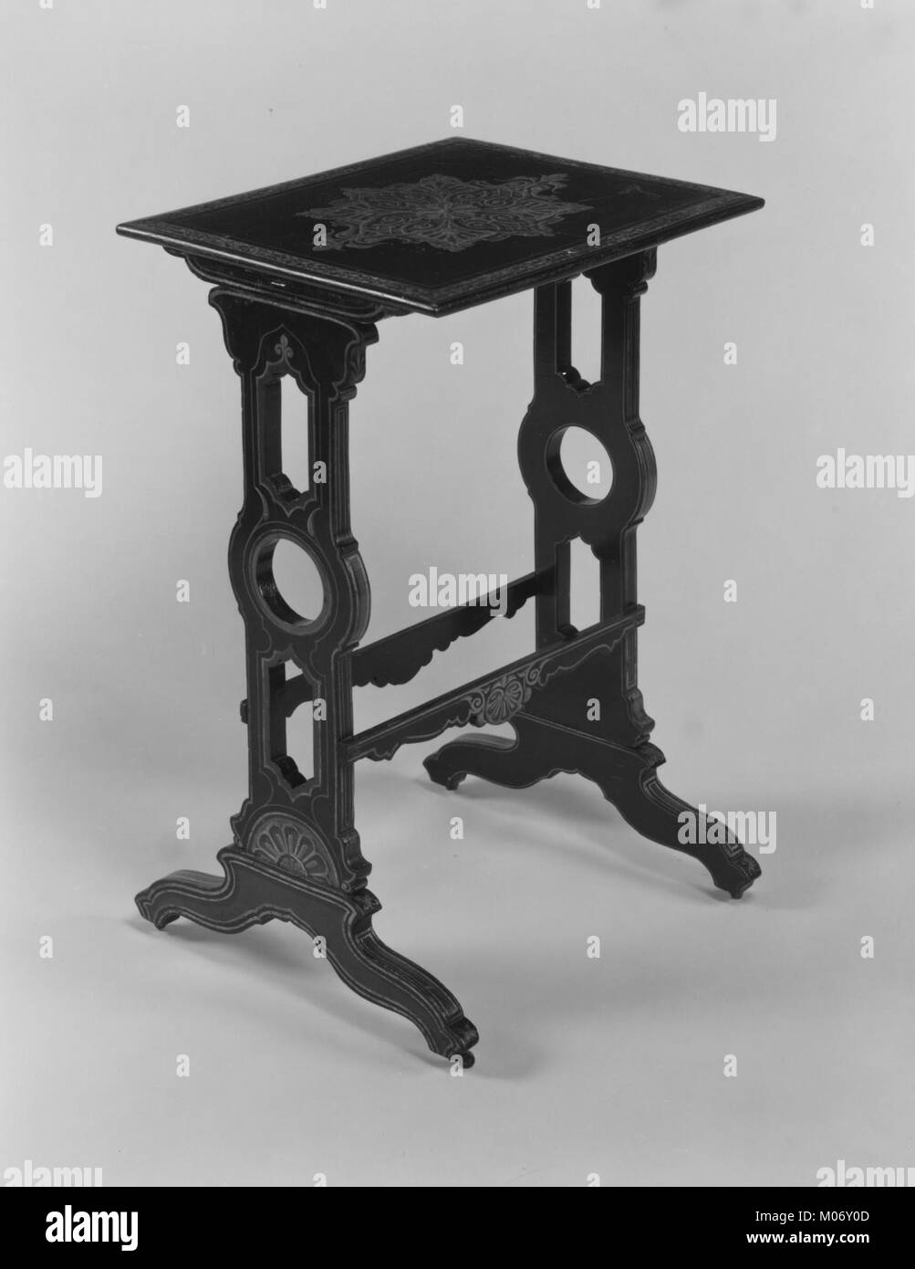 This nesting table set consists of multiple compact tables designed to ...