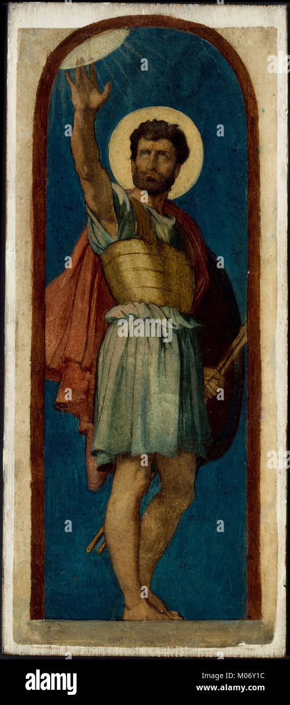 A depiction of Joshua, with the sun positioned at the upper left ...