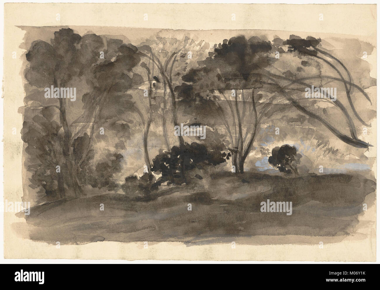 This landscape, titled 'Black Trees II,' depicts a somber scene ...