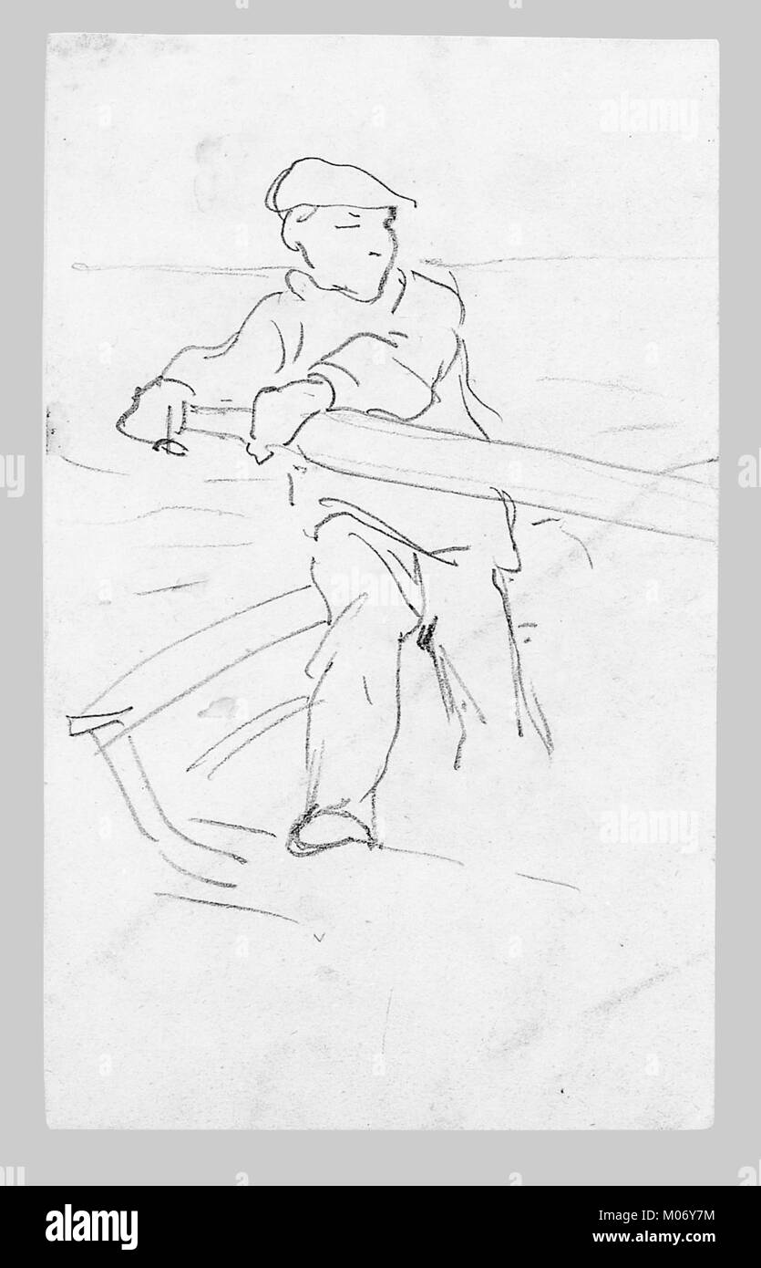 This sculpture of an oarsman highlights the dynamic movement of rowing ...