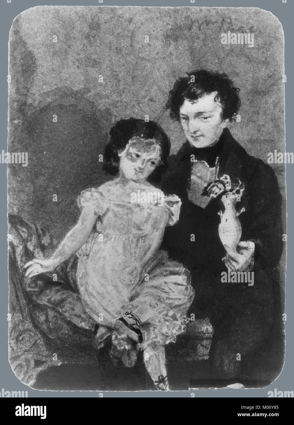 This McGuire Scrapbook photograph shows a man and child sharing a ...