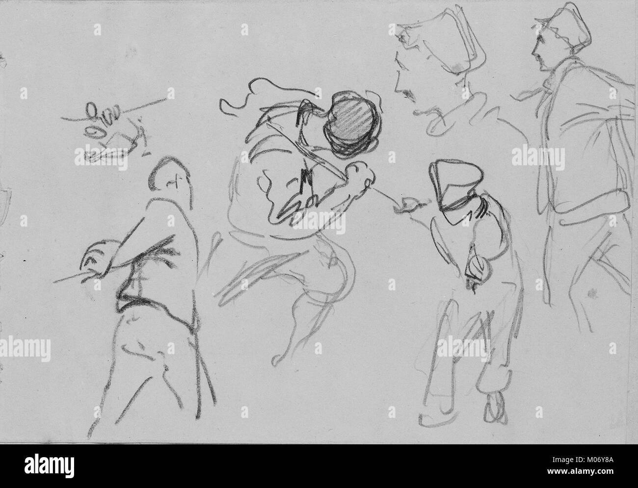 The artwork depicts men pulling ropes, emphasizing physical labor ...