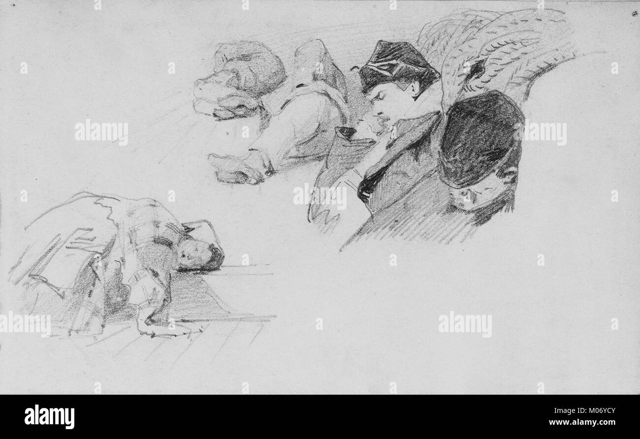 This scene, titled 'Men Sleeping on Deck of Ship,' offers a glimpse ...