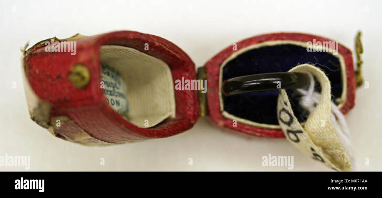 A mourning ring, crafted as a remembrance piece, featuring detailed ...