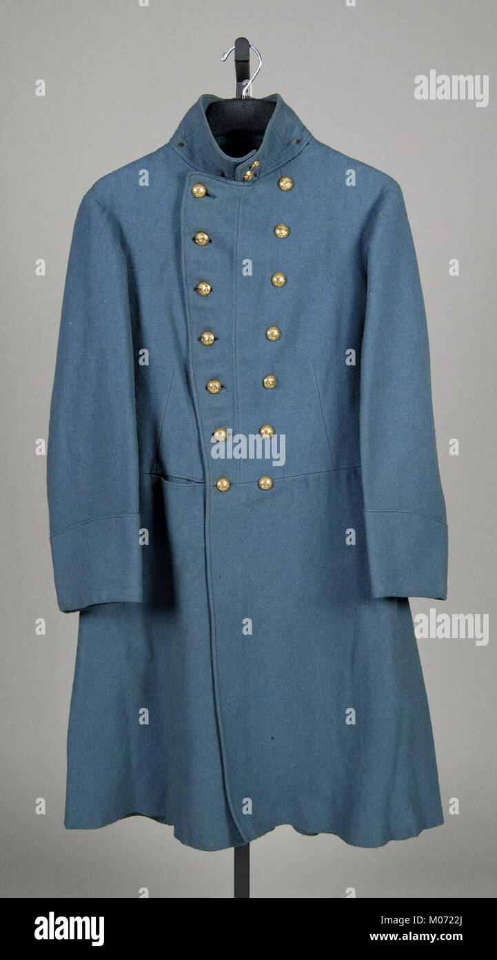 A military overcoat, designed for use in historical military contexts ...