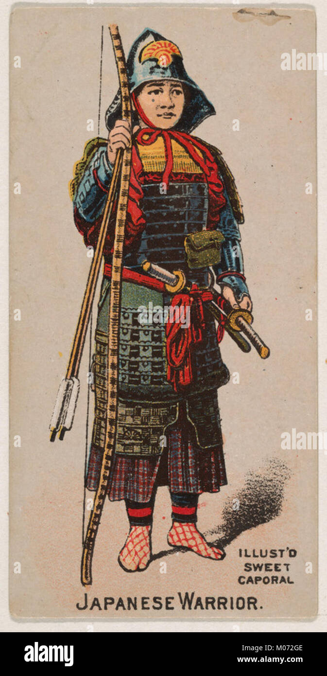 This card depicts a Japanese warrior, showing military attire and rank ...