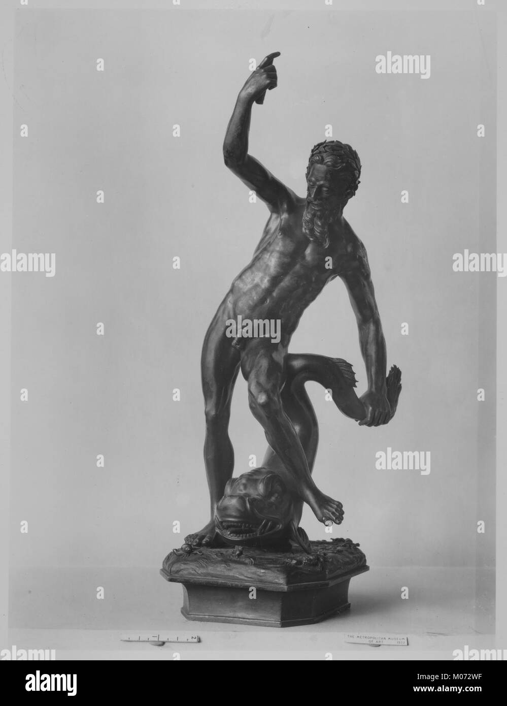 This sculpture of Neptune, the Roman god of the sea, captures dynamic ...