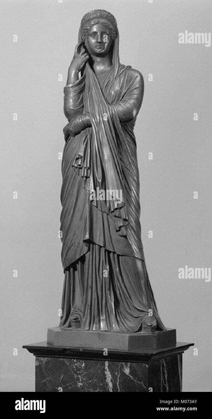 'Modesty' is a classical sculpture depicting a woman in a modest pose ...