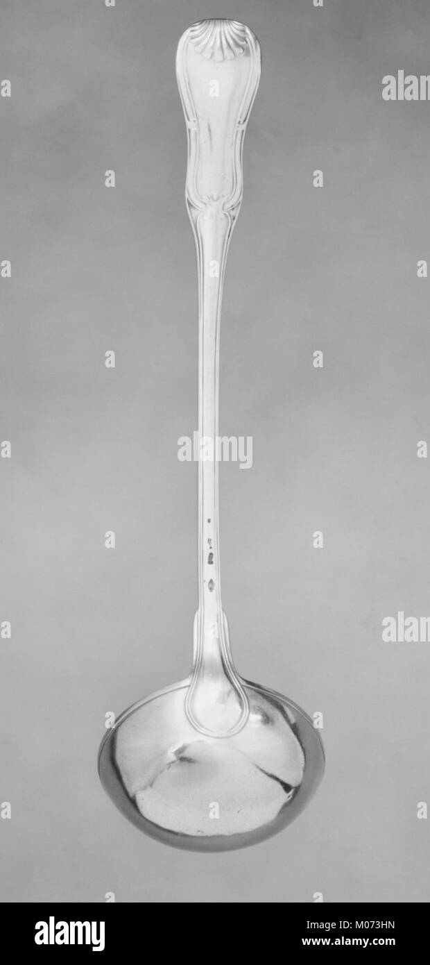 This ladle, MET 164599, is a silverware piece featuring intricate ...