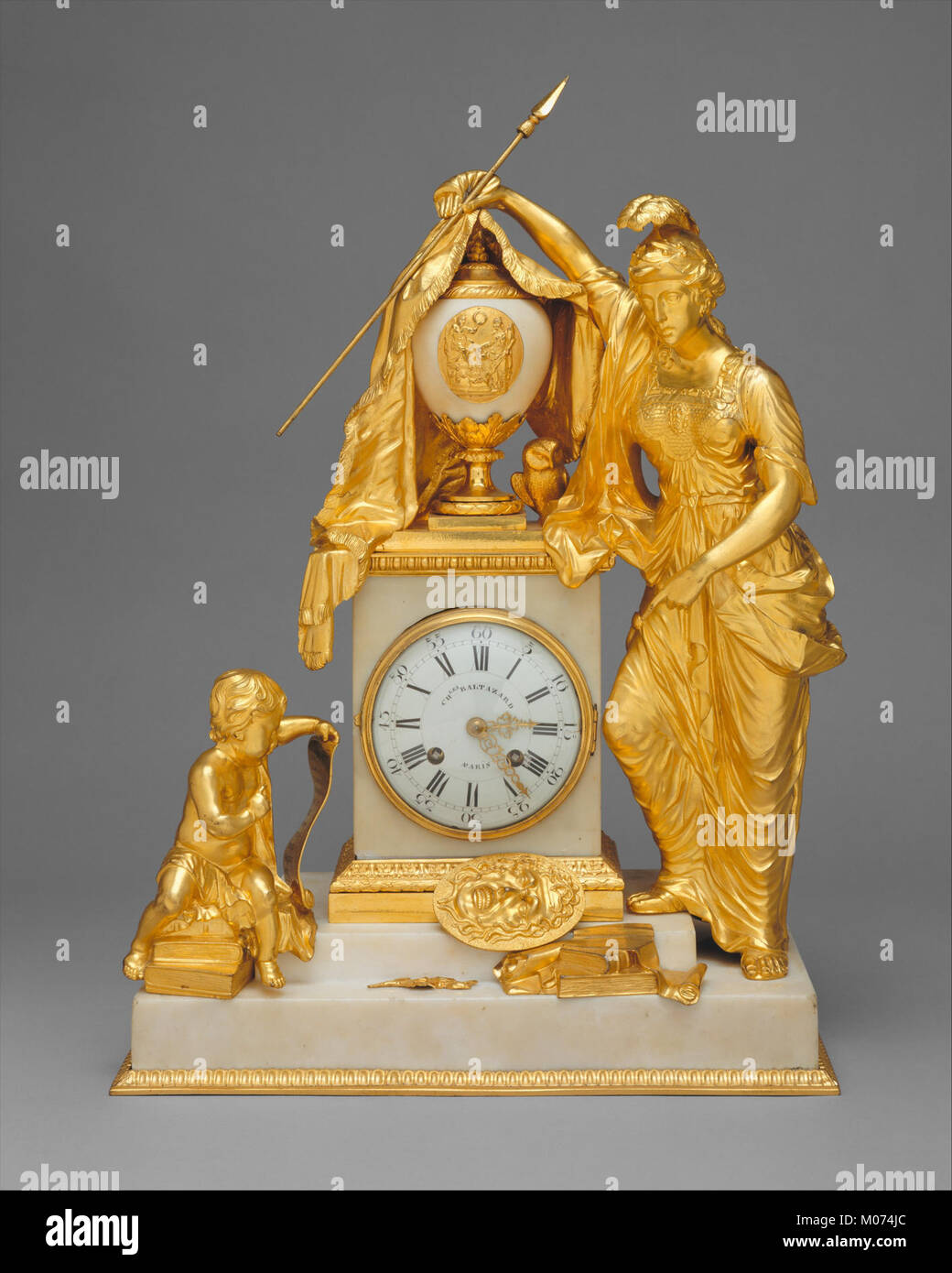 A clock featuring Minerva, representing a fusion of fine craftsmanship ...