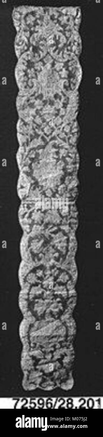 This lappet, a decorative textile piece, showcases fine embroidery and ...