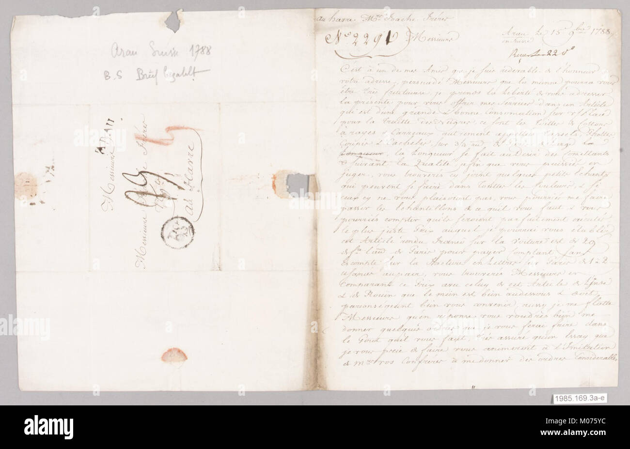 Letter with textile samples MET DP7458 Stock Photo - Alamy