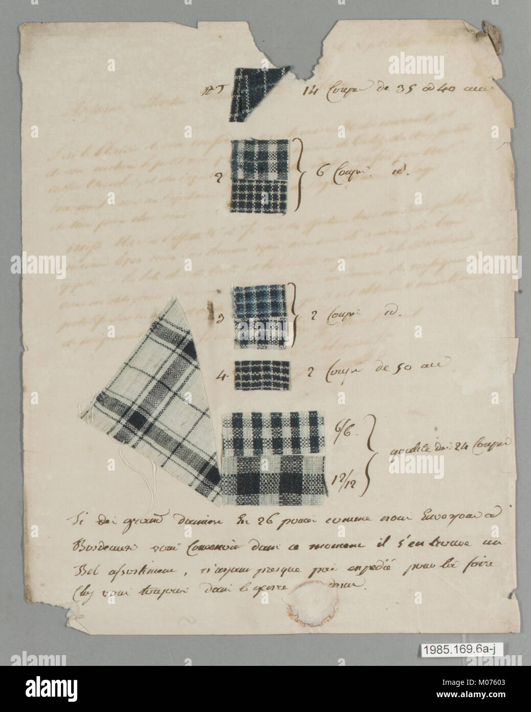 A letter containing textile samples, providing insight into fabric ...