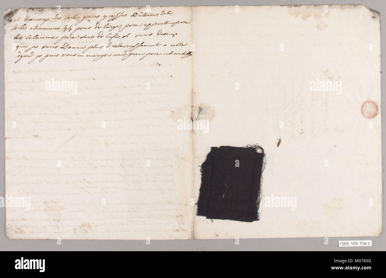 This letter contains textile samples, showcasing the importance of ...