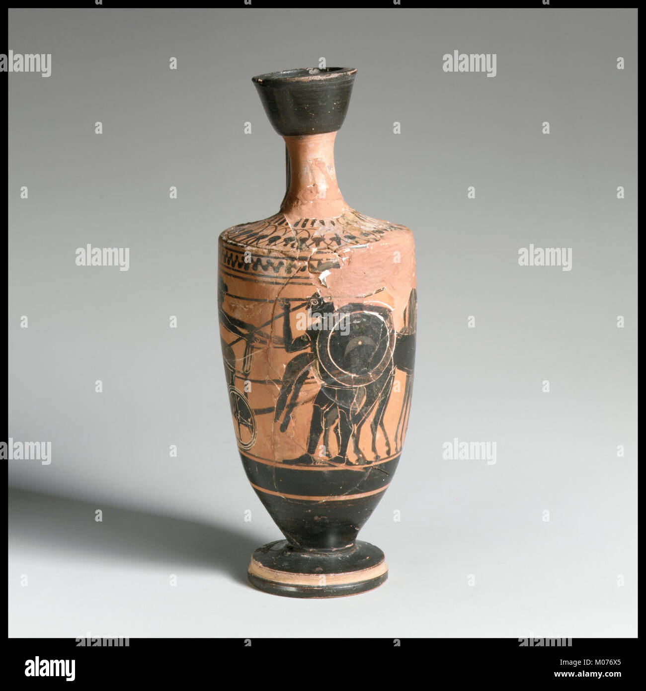 This ancient Greek lekythos, a type of ceramic vessel, was used for ...