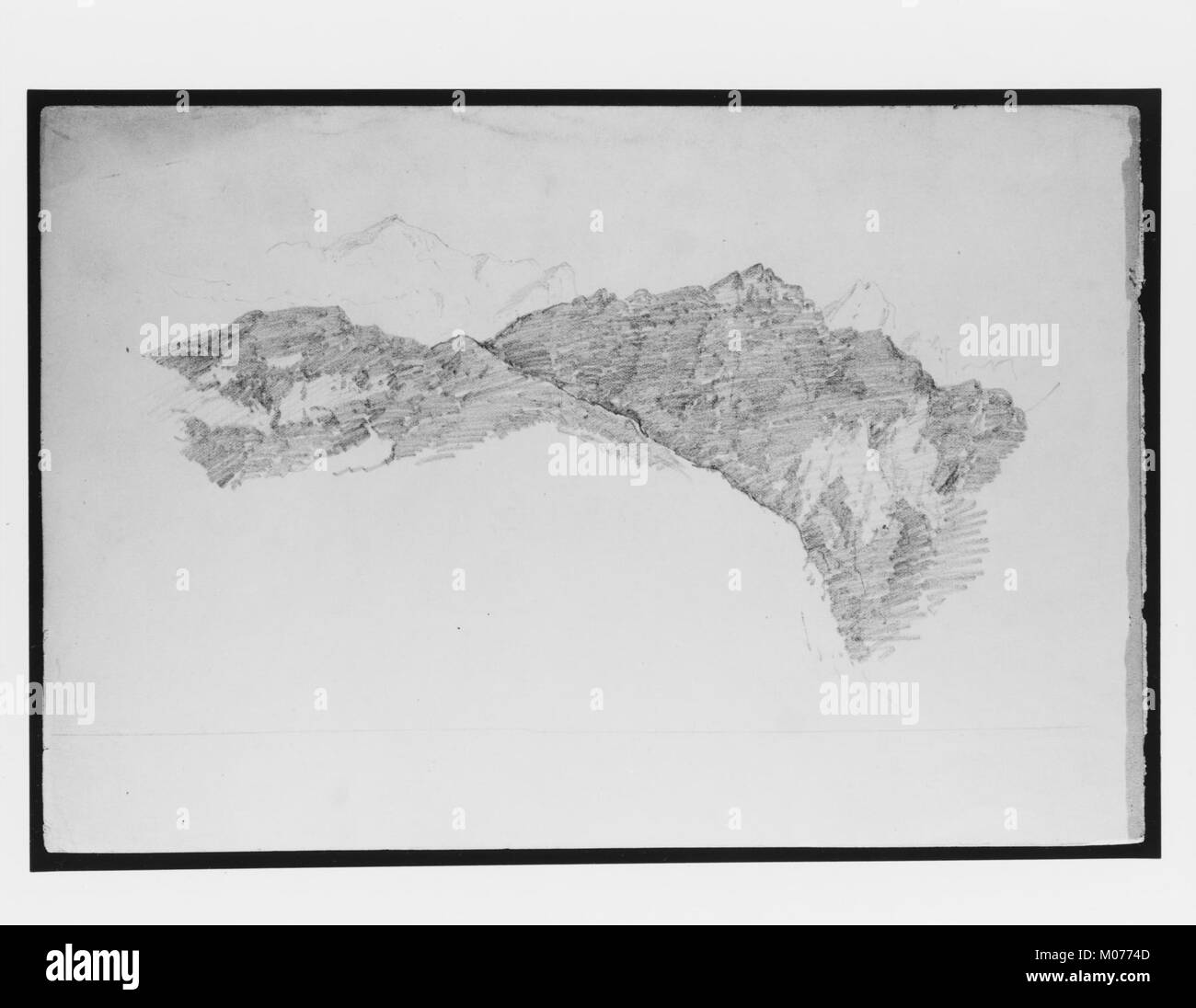 This 1869 Swiss sketchbook drawing shows mountain peaks of the Swiss ...