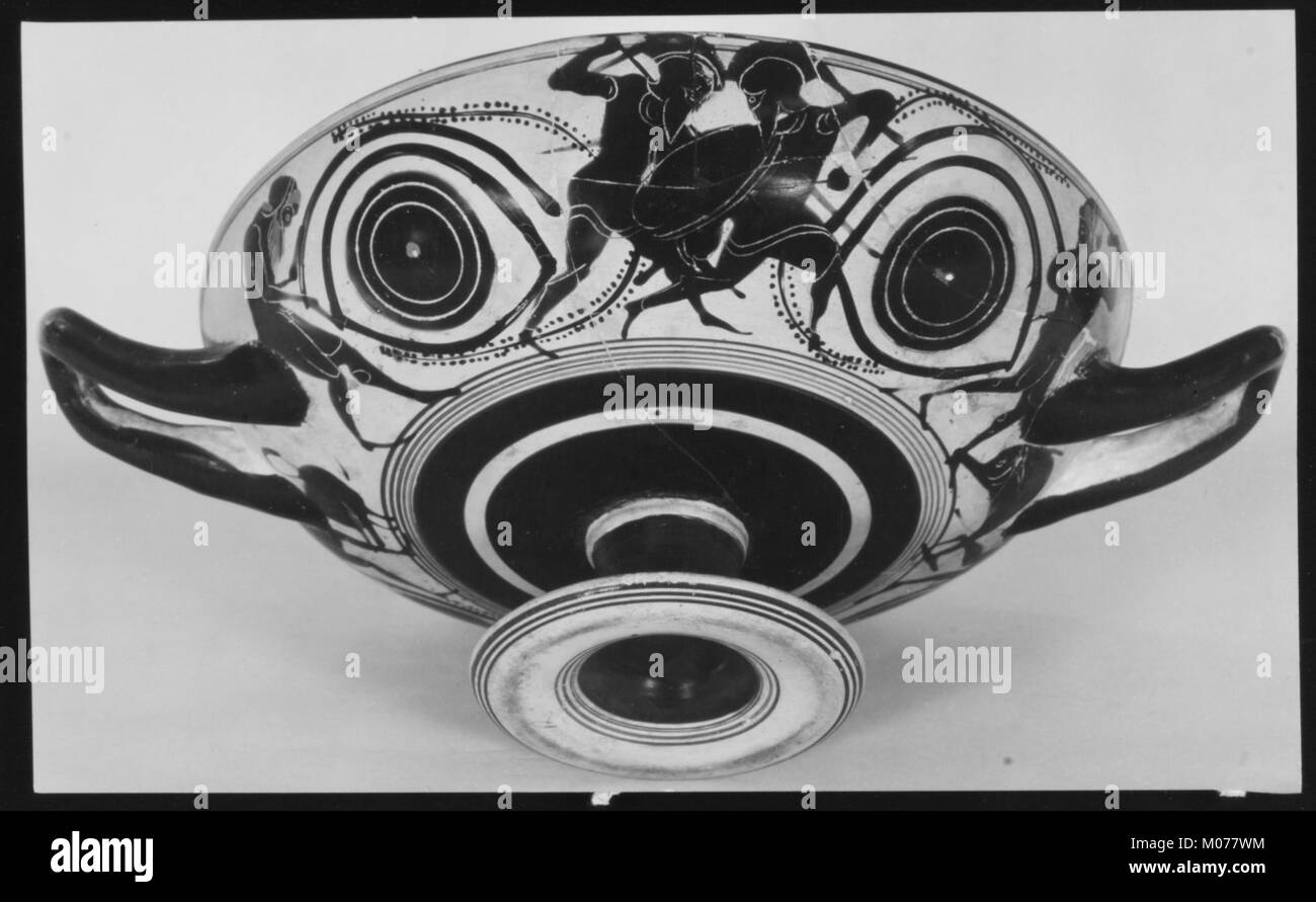 This kylix, an ancient Greek drinking vessel, is an eye-cup featuring ...