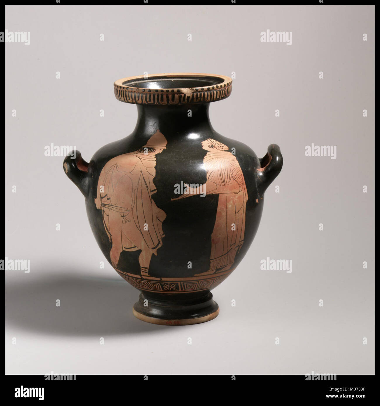 This hydria, an ancient Greek water vessel, demonstrates classic ...
