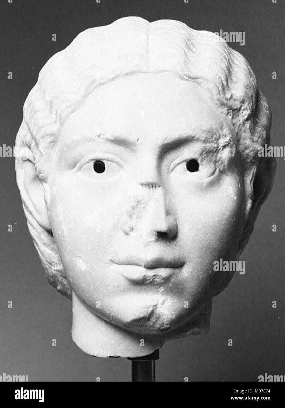 Marble portrait head of a woman demonstrating classical realism and ...