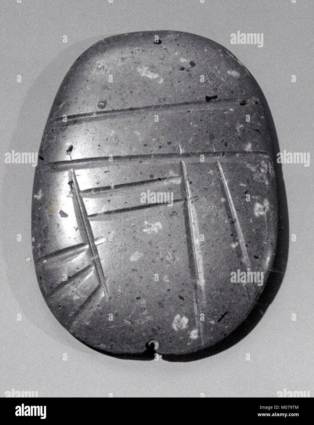 This incised plaque showcases a detailed design carved into the surface ...