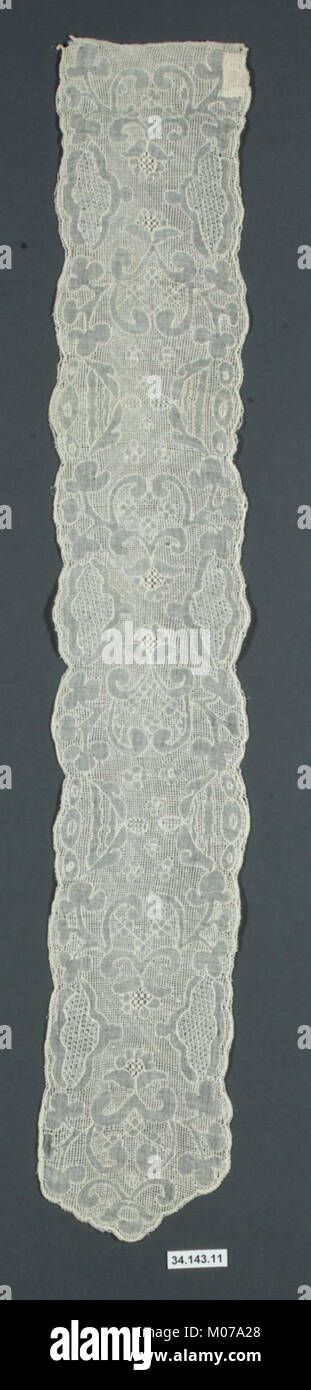 This embroidered lappet from period clothing demonstrates detailed ...
