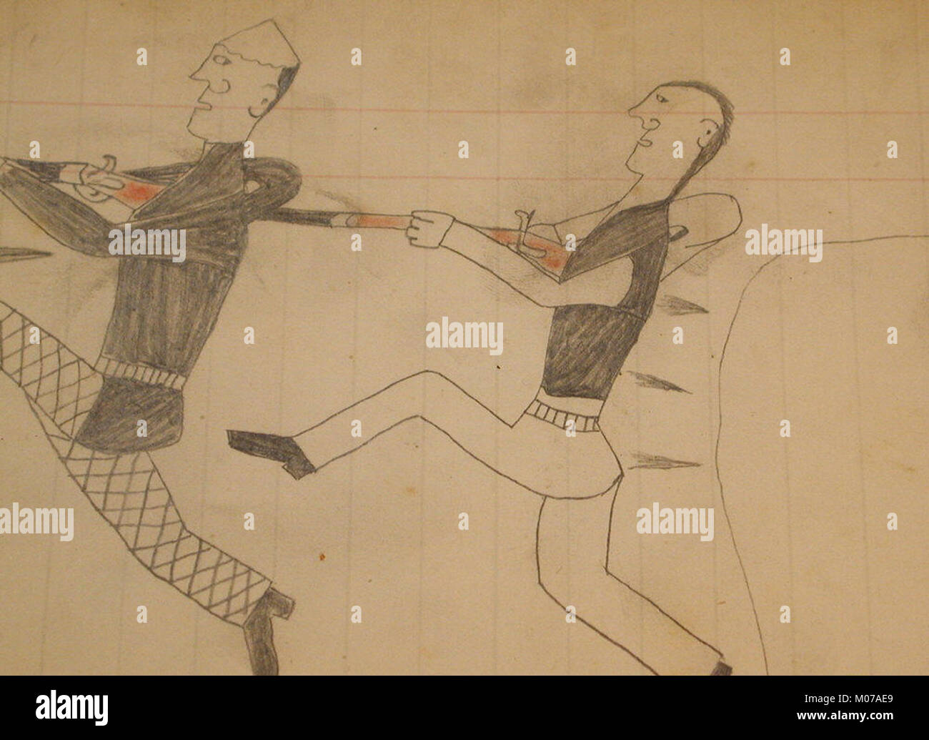 This drawing from a ledger features detailed sketches that serve as ...
