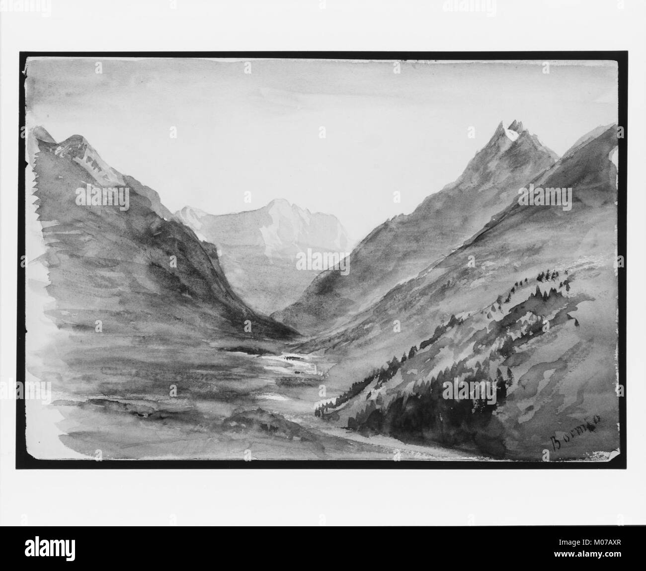 This landscape sketch from 1869 depicts the stunning mountain view at ...