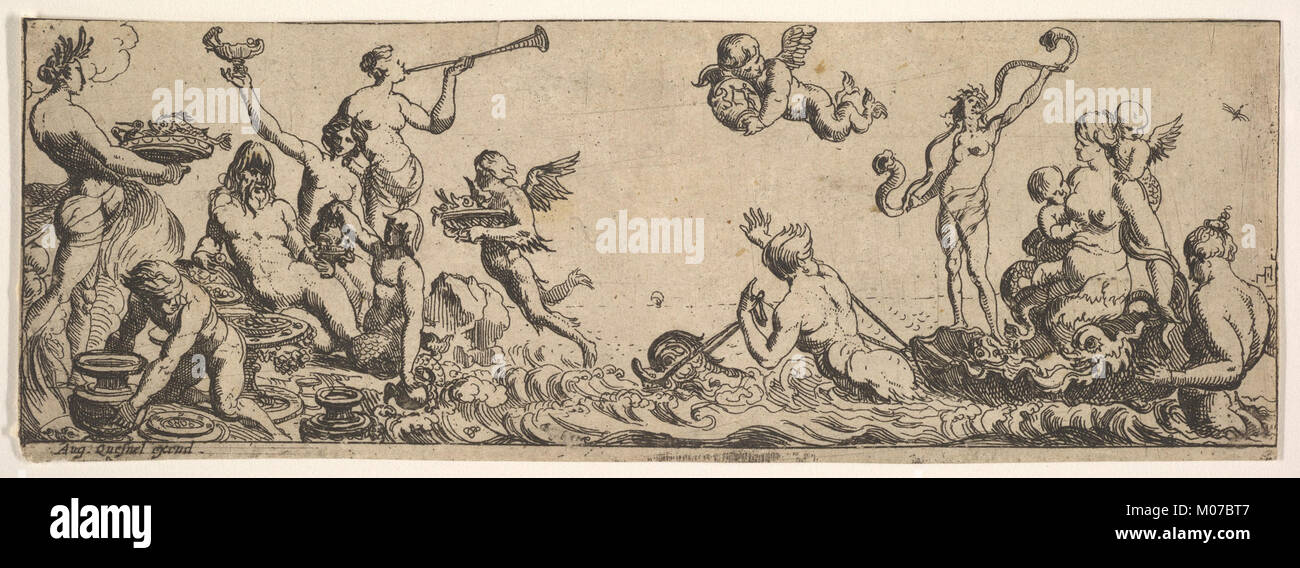 A classical depiction of Neptune, the Roman god of the sea, with his ...