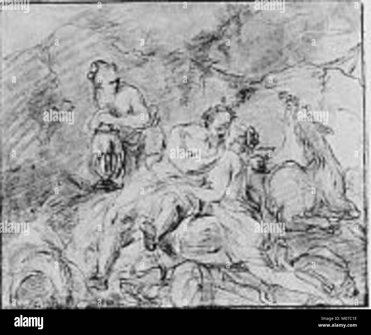 This artwork depicts the biblical story of Lot and his daughters ...