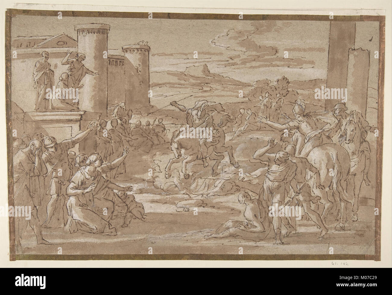 This drawing by an unknown artist depicts Marcus Curtius leaping into ...