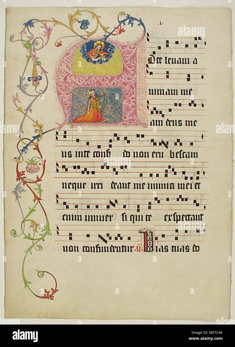 This manuscript leaf, featuring an illuminated initial 'A,' is part of ...