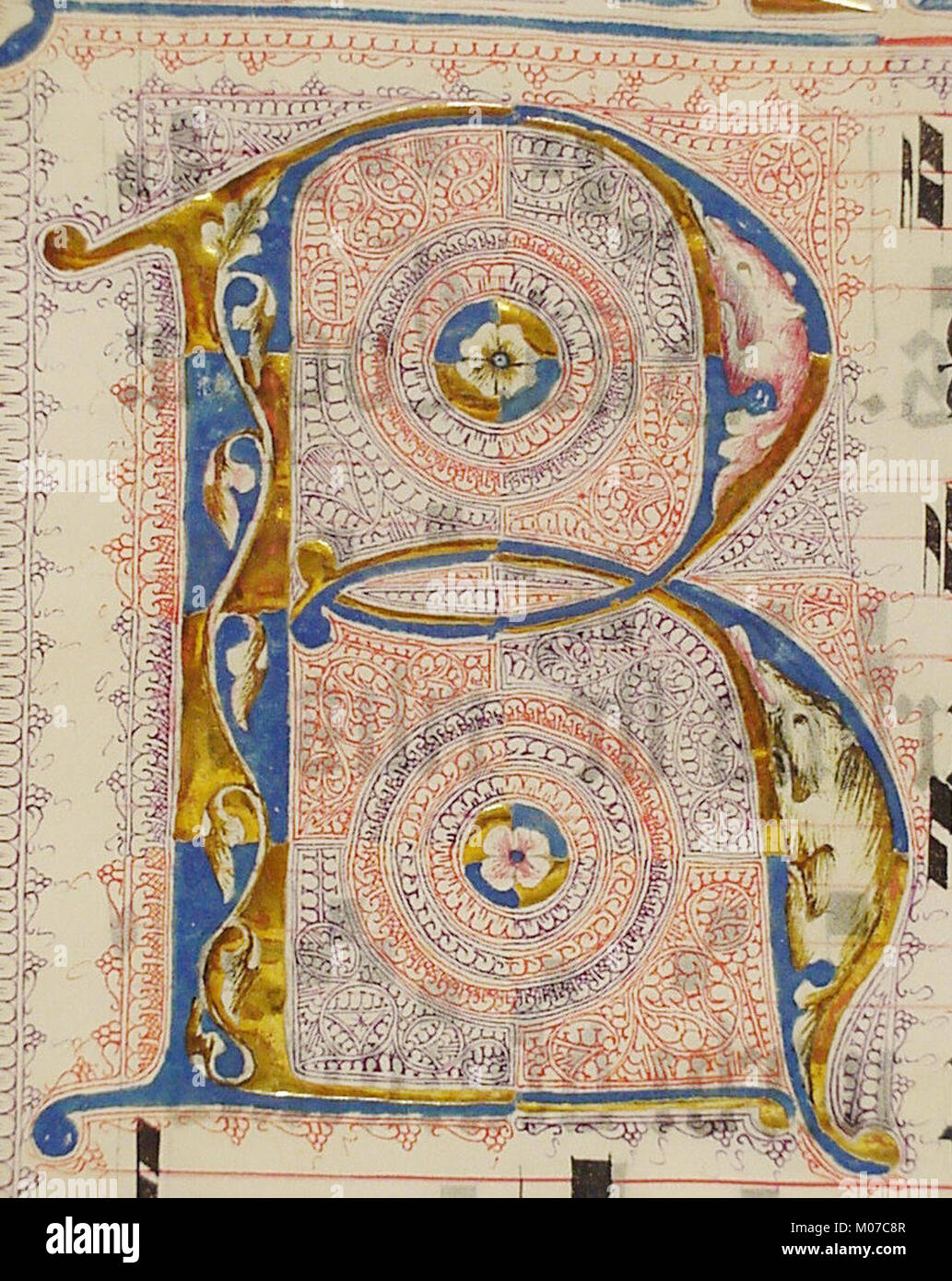 This manuscript leaf, featuring the initial 'R', is from an antiphonary ...