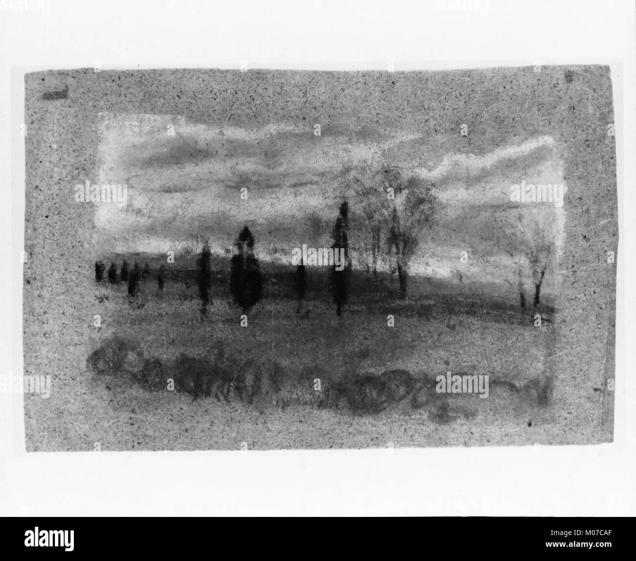 This landscape painting shows expansive fields, emphasizing natural ...