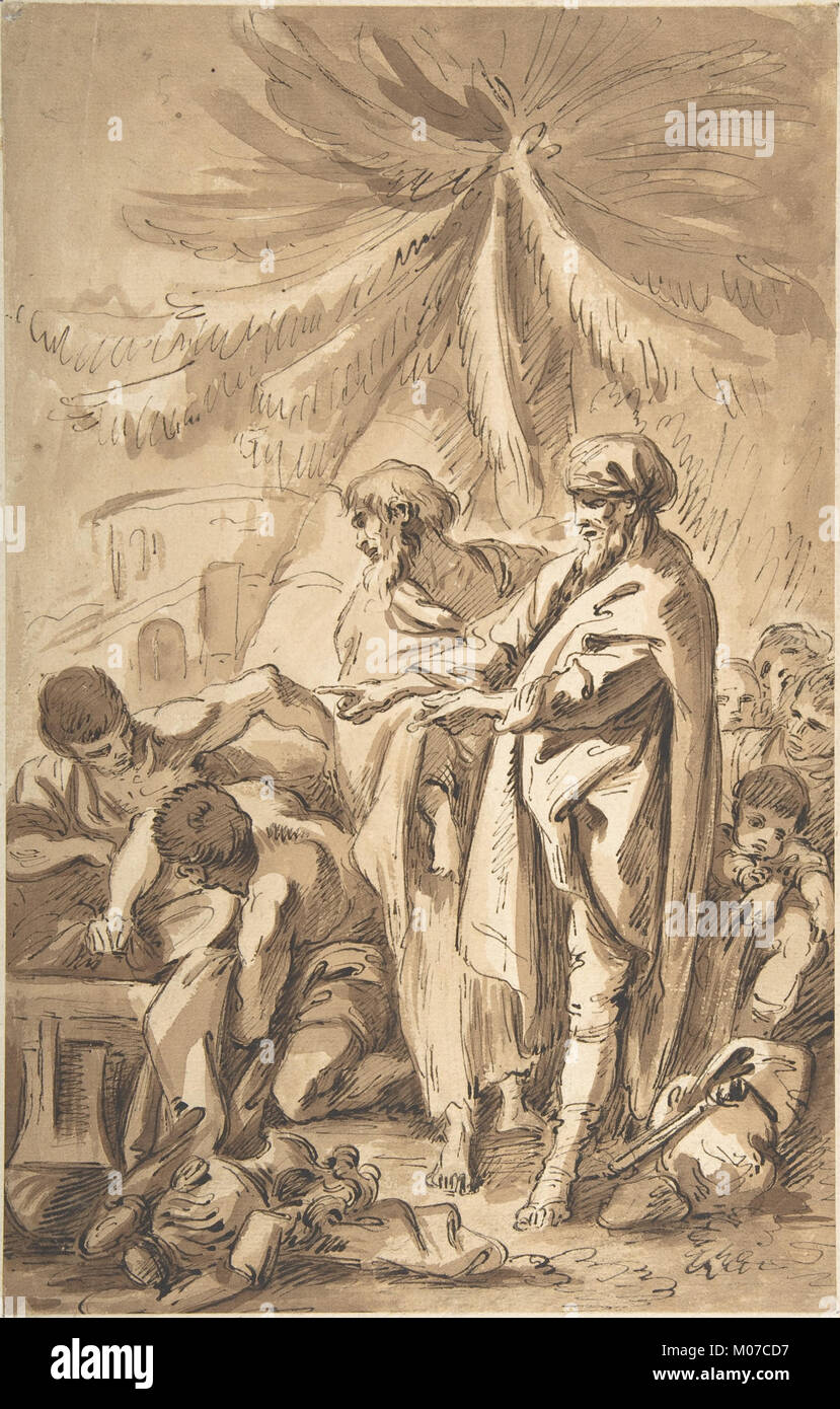 This illustration, MET DP805474, depicts Laban searching for his idols ...