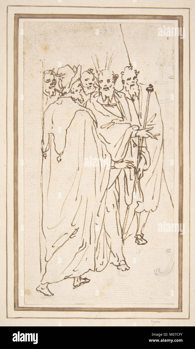 A painting 'Moses and Other Figures' depicting biblical characters ...