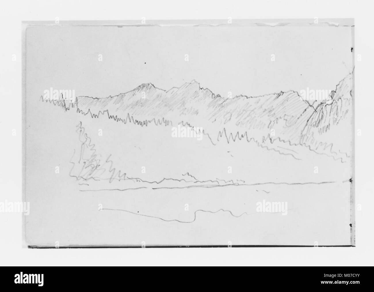 This landscape drawing, titled 'Landscape with Mountains', comes from ...