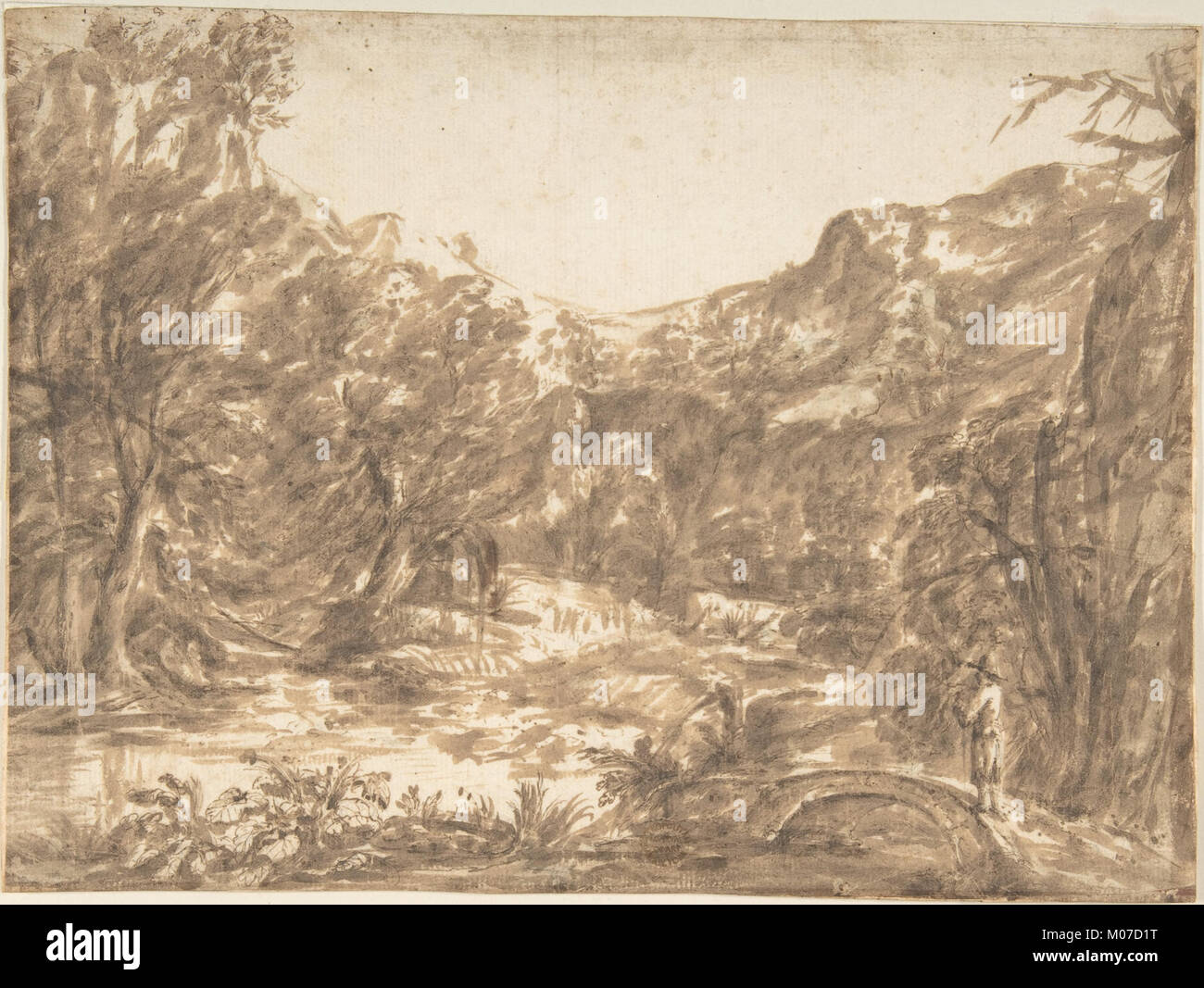 Landscape with Figure Standing on a Bridge MET DP802968 Stock Photo - Alamy