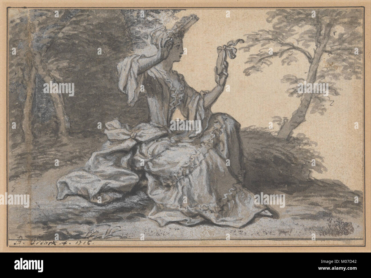 This portrait titled 'Lady with a Mirror' features a woman holding a ...