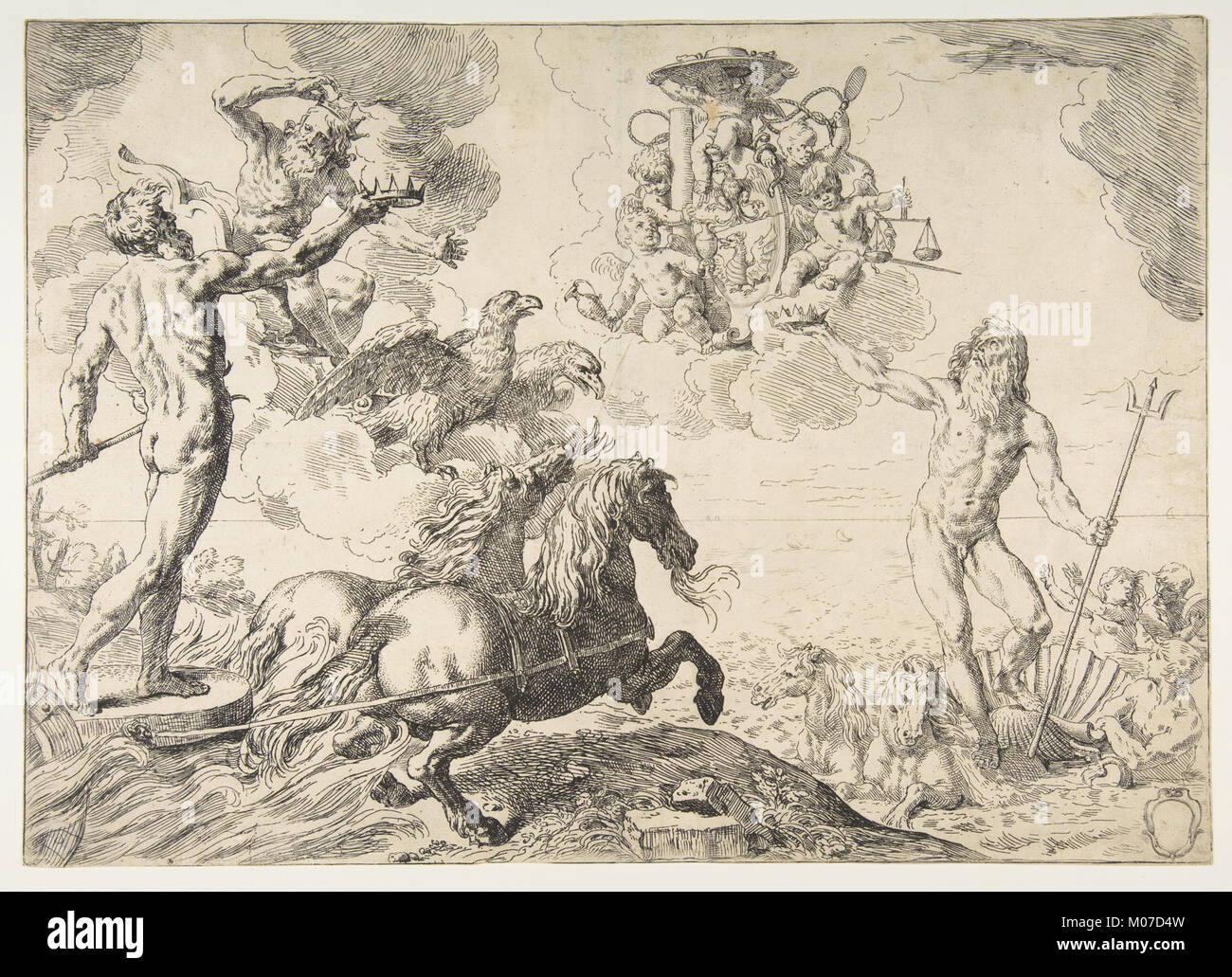 This artwork depicts the Roman gods Jupiter, Neptune, and Pluto ...