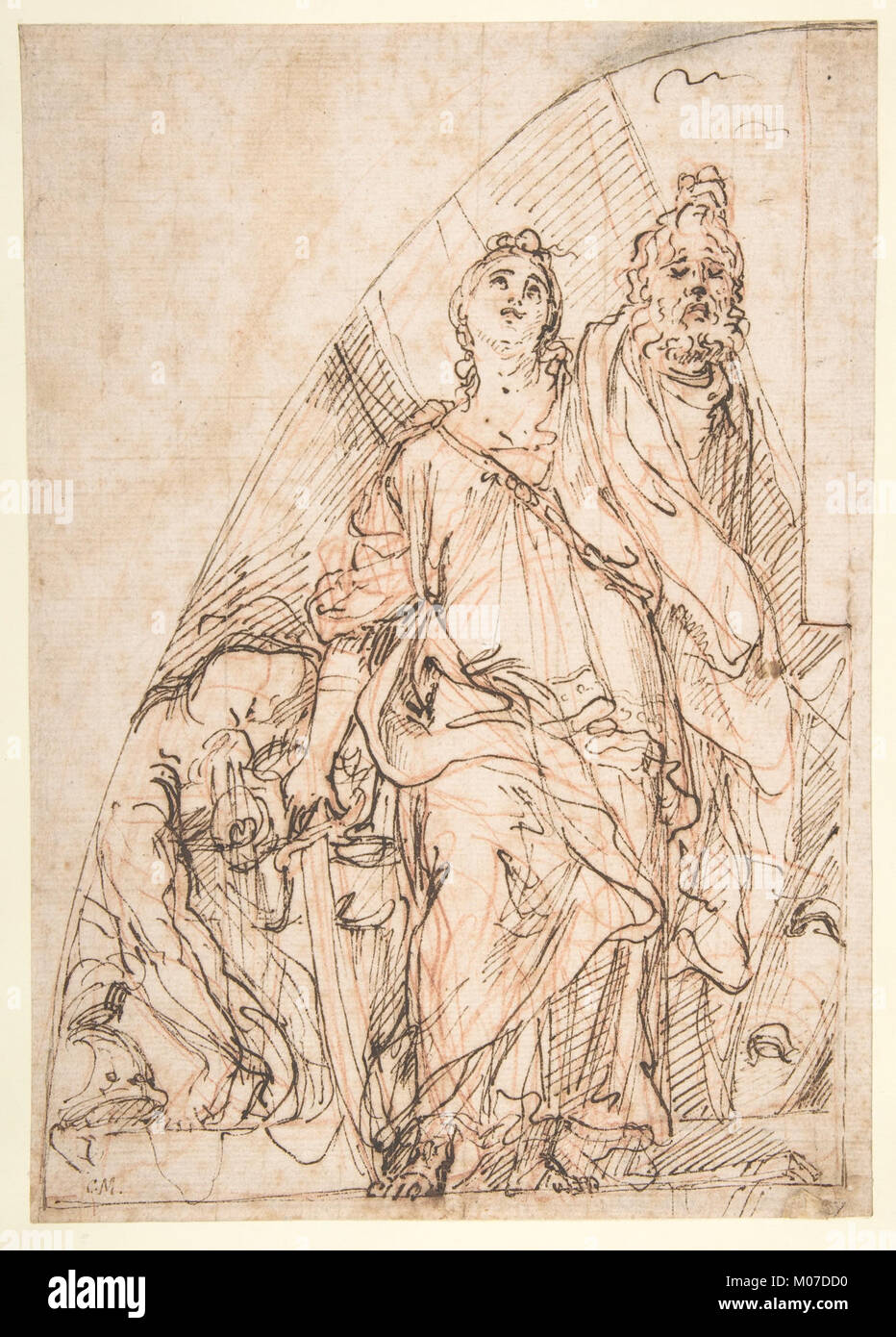 This artwork depicts Judith holding the head of Holofernes, a biblical ...