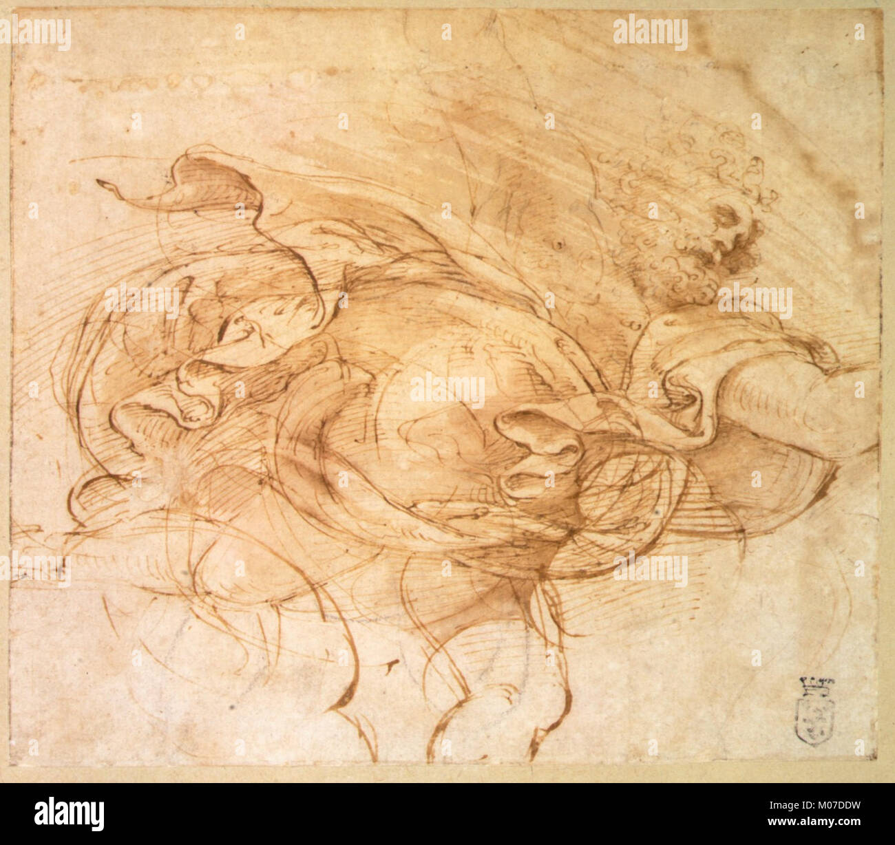 This artwork depicts the Roman god Jupiter throwing a thunderbolt ...