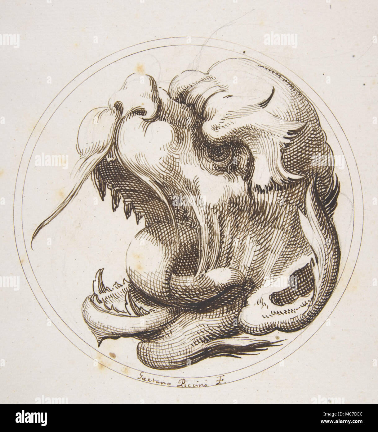 This large grotesque head features an open mouth and is set within a ...